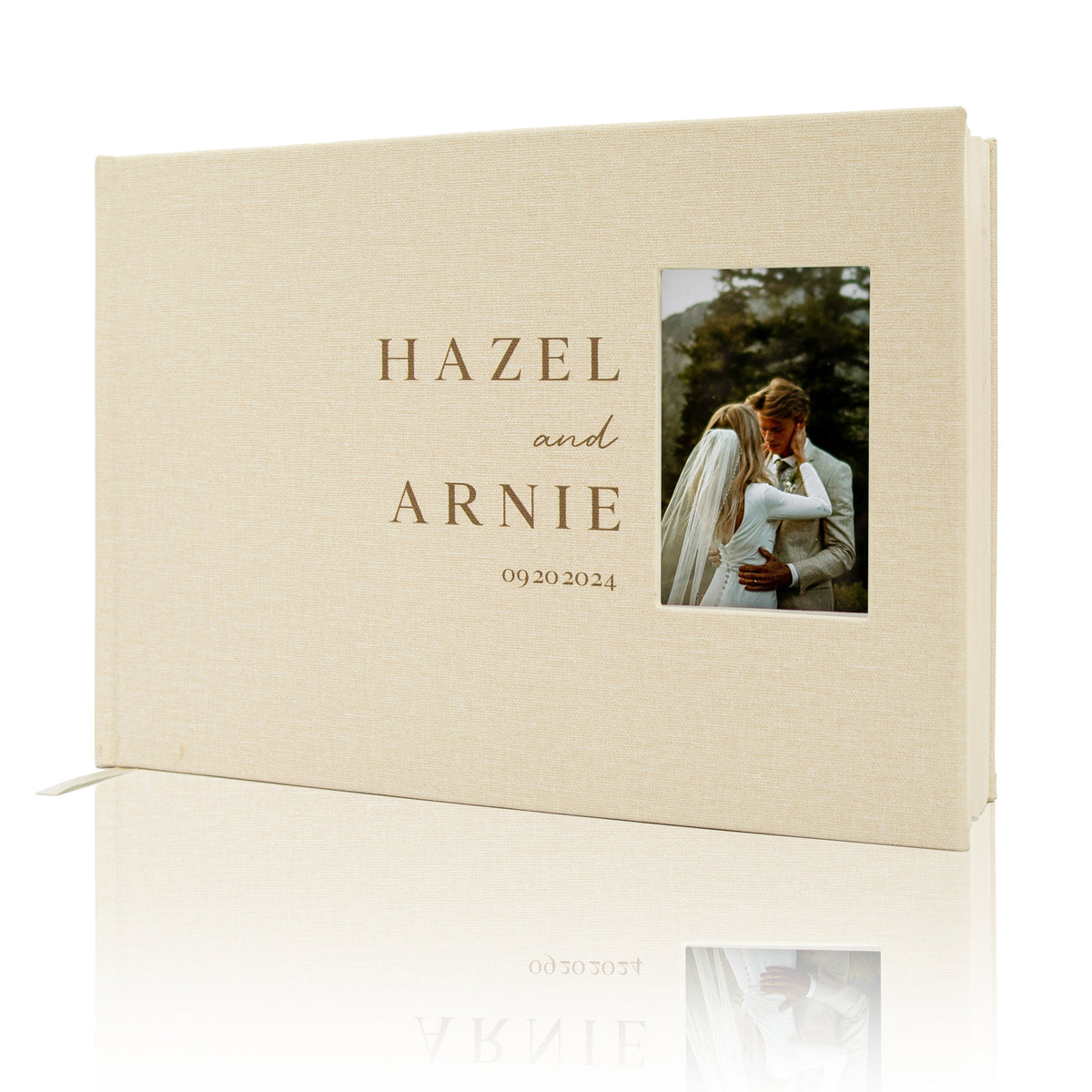 Personalized Linen Guest Book w/ Photo Slot - D1 — Modern Album Designs